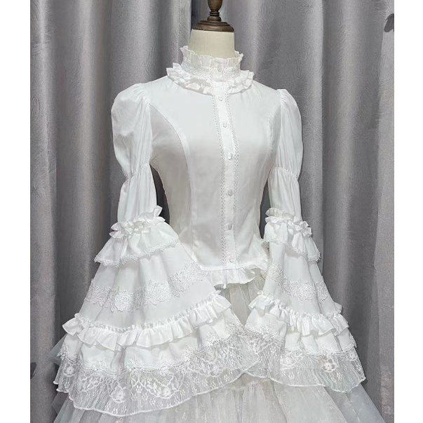 Japanese Lolita Gorgeous Lace Lace Inner Clothes Hime Sleeve Shirt Top ...