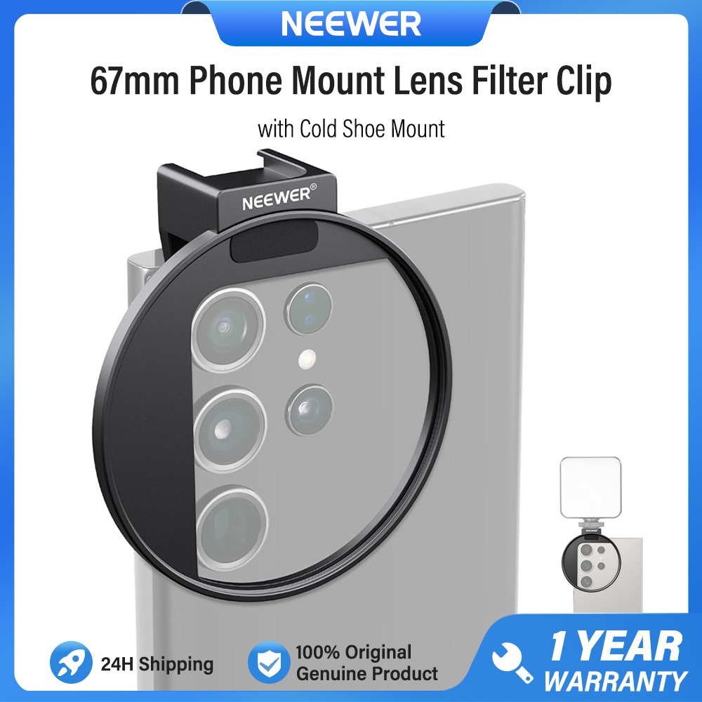 NEEWER 67mm Phone Filter Mount Threaded Lens Filter Clip with Cold Shoe ...