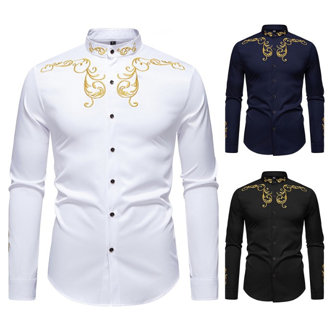 High Quality Kurta Lelaki Viral Slant Button Embroidery Men Shirt Long ...