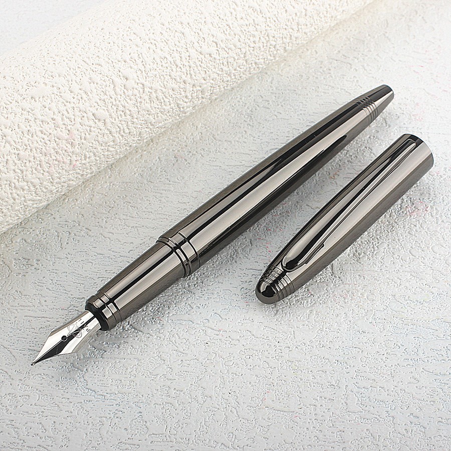 Luxury High-End Metallic Gray Bright Tip Fountain Pen Student Dedicated ...