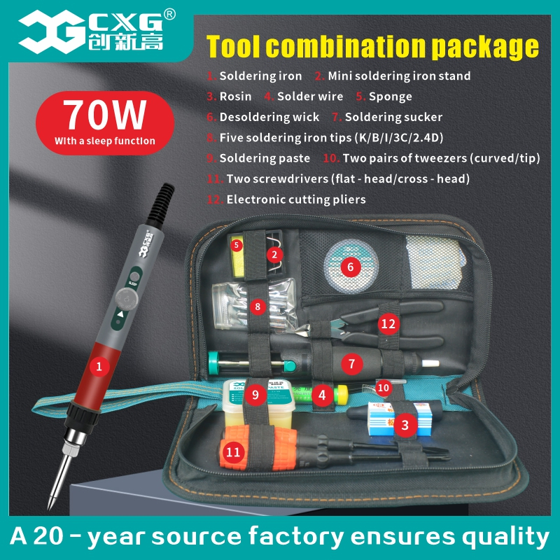 Soldering iron set 70W adjustable constant temperature 100-480 ℃ with ...