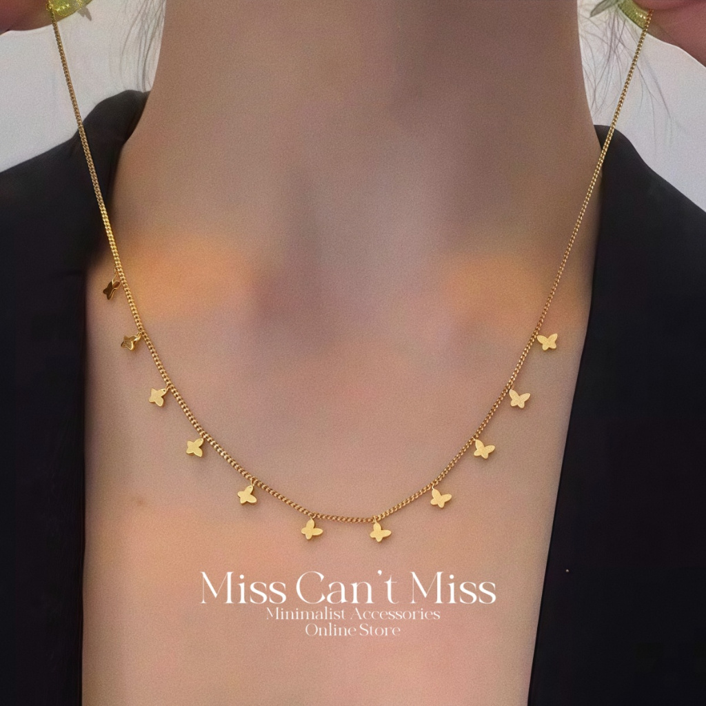 【Miss Can't Miss】X103 Vintage Stainless Steel Gold Butterfly Wedding ...