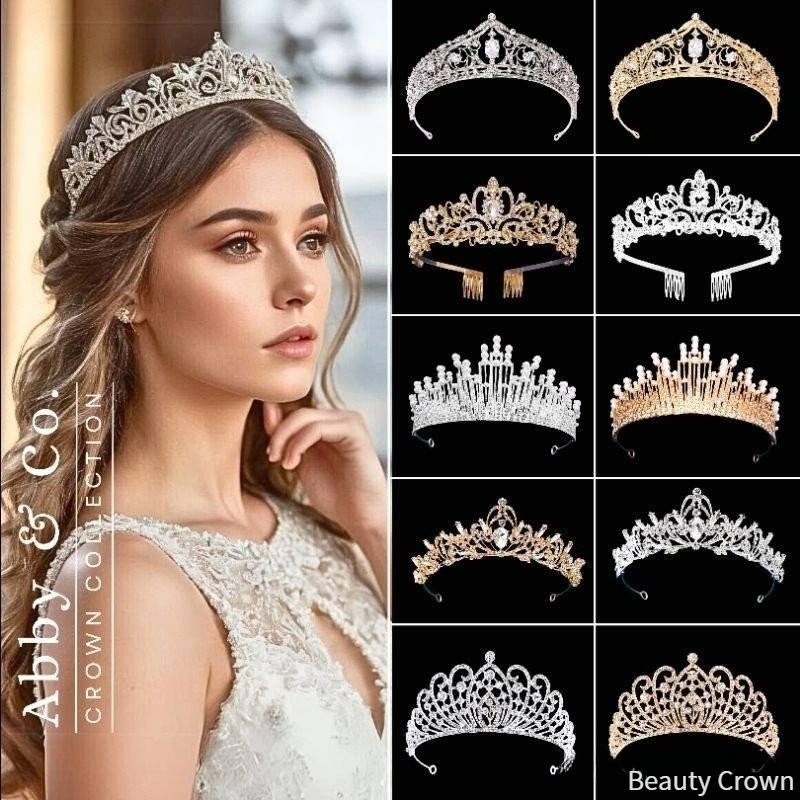 (GOLD & SILVER) Bridal Prom Debut Wedding Crown Tiara Pearl Pageant ...