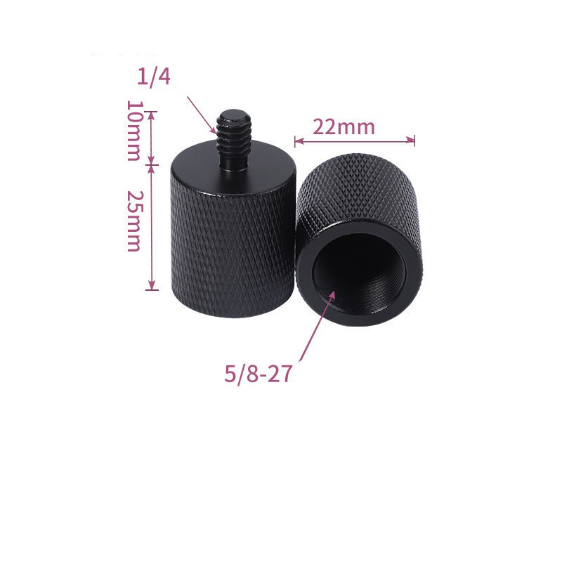 Thread Adapter Microphone Stand 5/8" female to 1/4" Male Camera Monitor ...