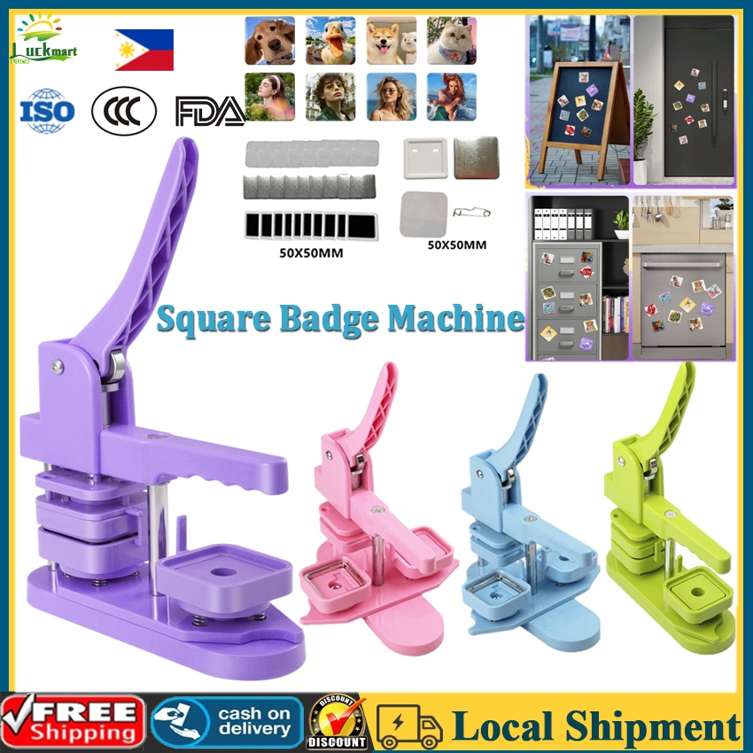 Local Shipment+COD 50mm Button Maker Machine Square Badge Maker Manual ...