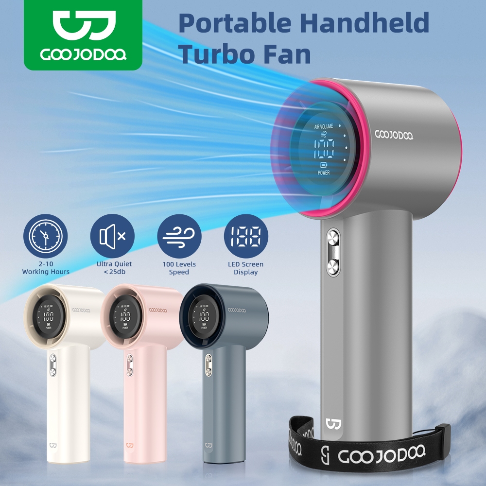 GOOJODOQ Fan 4000 mAh Turbo Mini Fan Rechargeable Handheld Portable ...