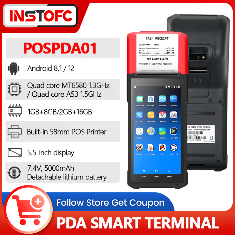 Handheld PDA Printer Android 12 POS Terminal Receipt Bill Printing ...