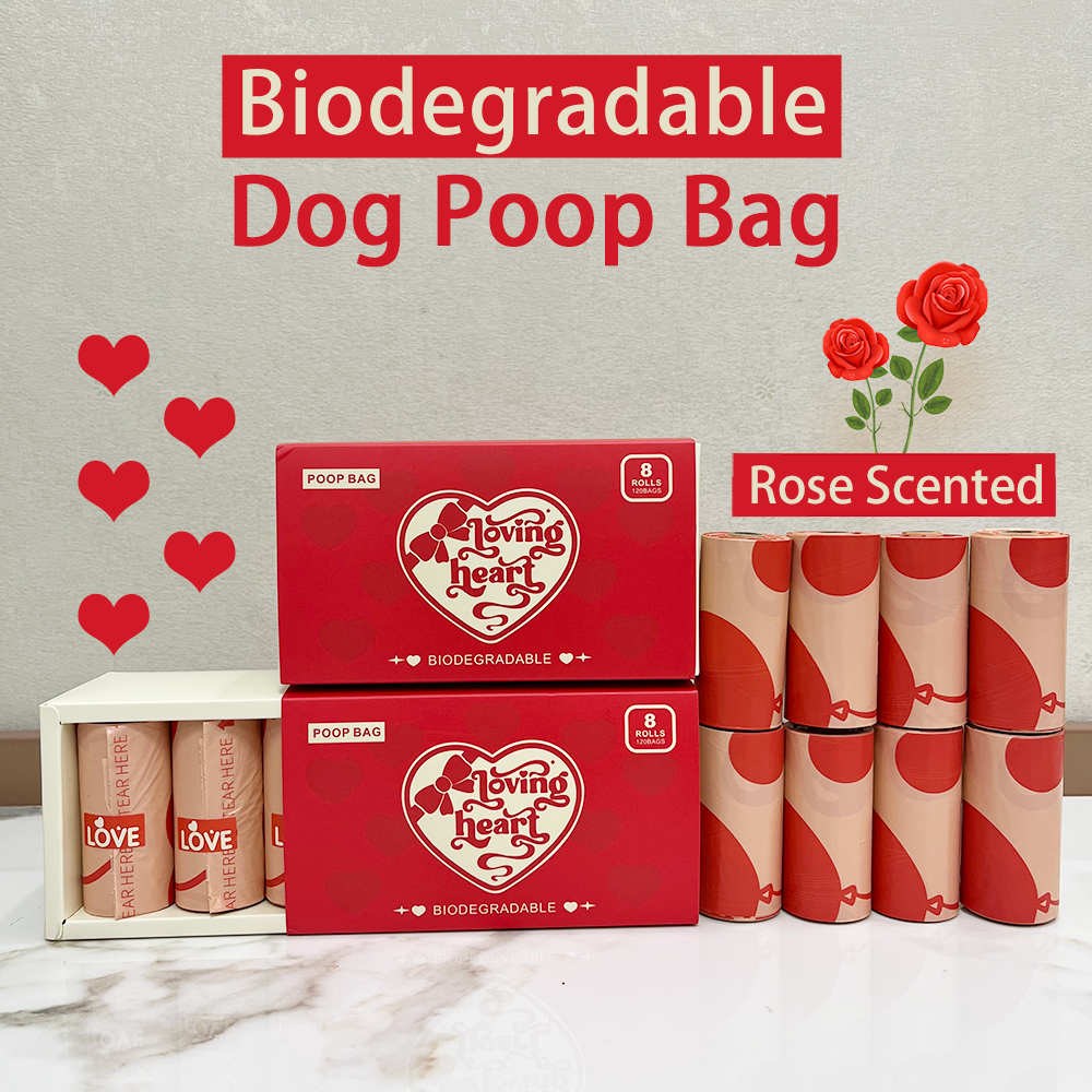 Biodegradable Dog Poop Bags Rose Scented 120 Counts Leak Proof and ...