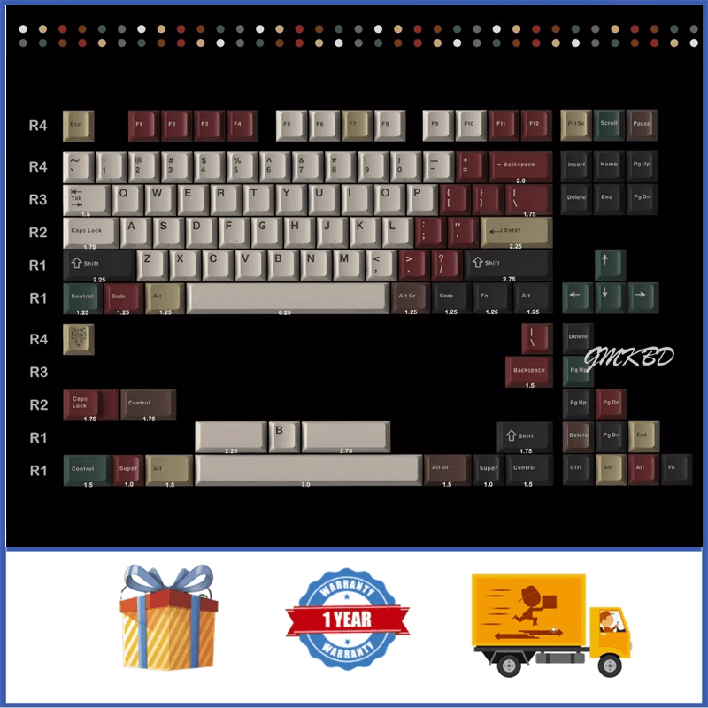 [Boxed] GMK 114*6 key mixed light keycap ABS Double shot Cherry profile ...