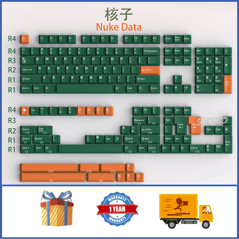 GMK Nuke Data Keycaps 172Key ABS Doubleshot Cherry Profile Keycaps Set ...