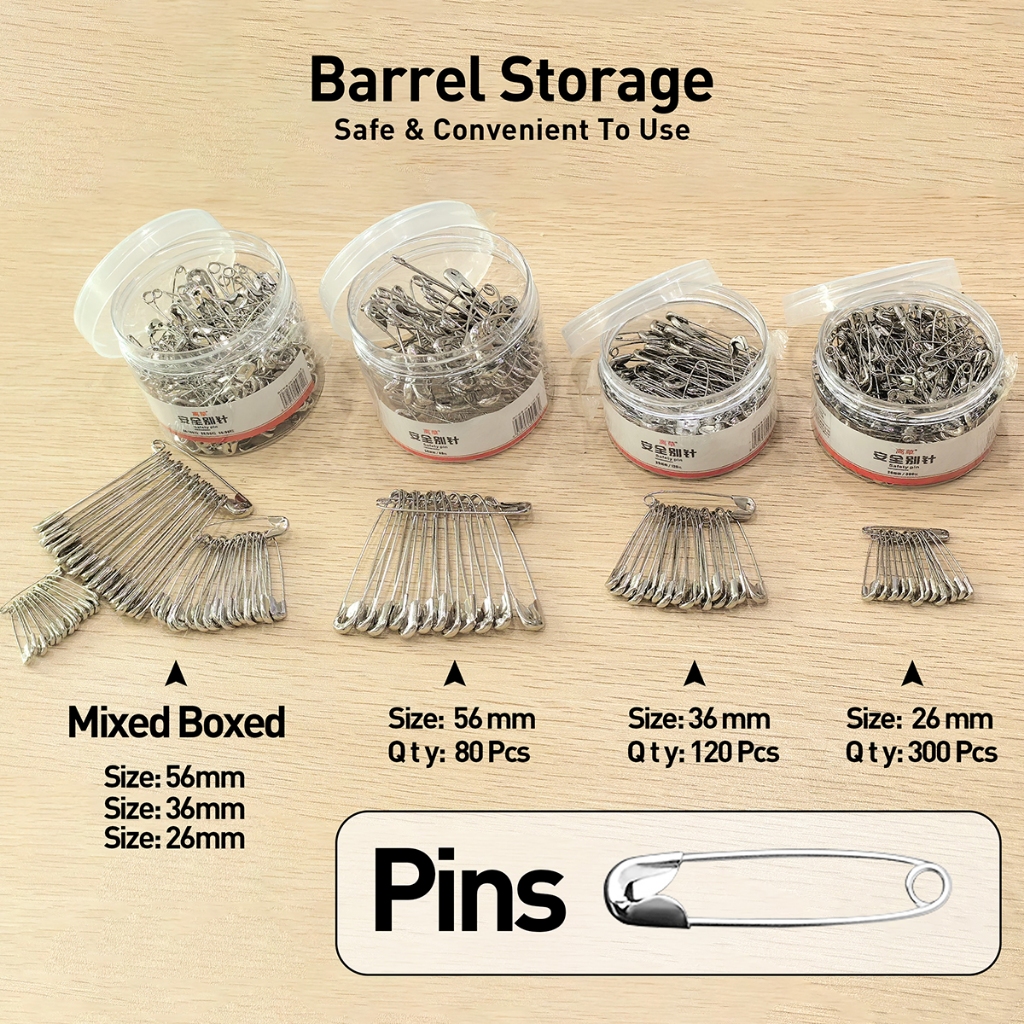 Extra Big Safety Pin Perdible Pins PUSHPIN PERDIBLE 3Size Silver Metal ...