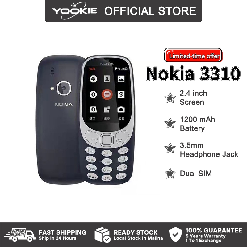 Yookie N3310 Dual Sim Keypad Phones FM Radio Micro SD Support Games Mobile Phone COD | Shopee ...