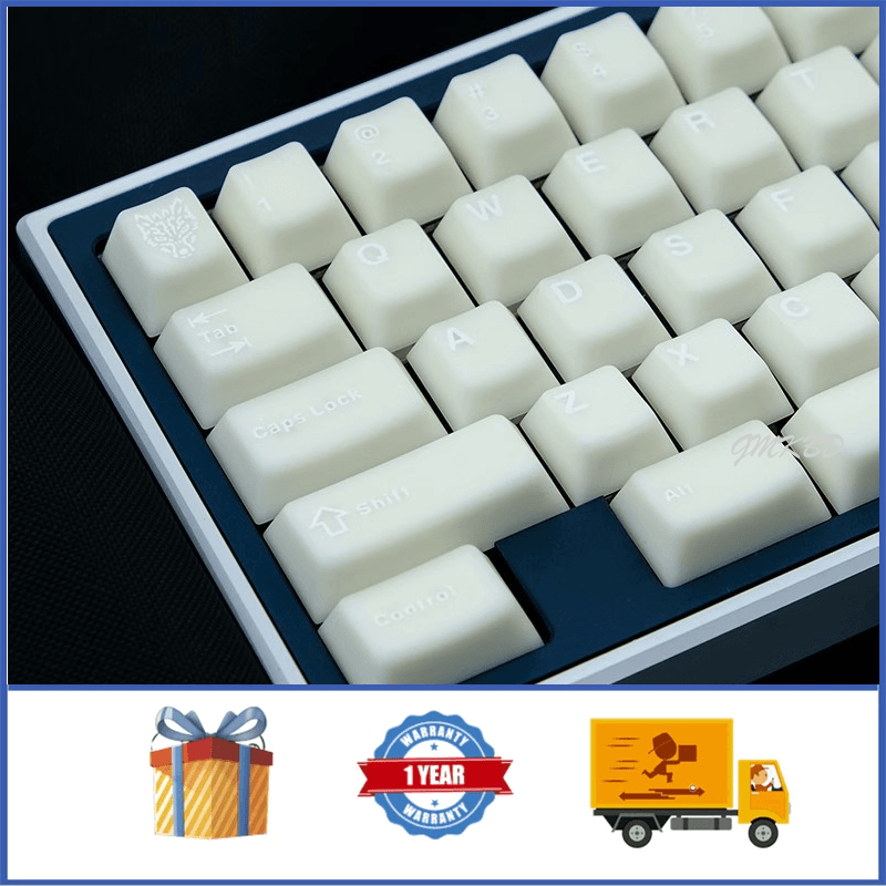 GMK White marble/orange red semi-transparent 114-key PBT Double shot ...