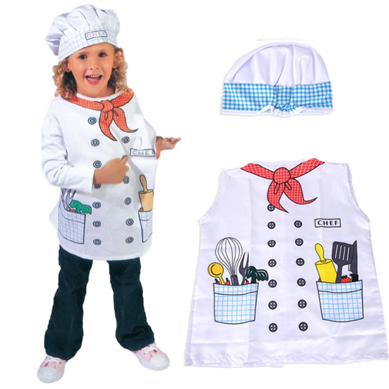 Kids Chef Role Play Costume Dress Up Set Pretend Chef Outfit Chef ...