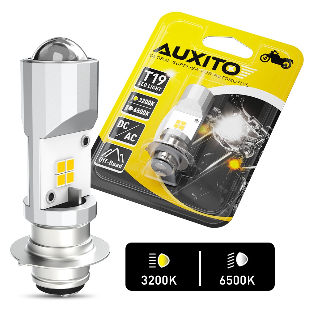 AUXITO 1PCS T19 LED headlight Motorcycle P15D H4 LED Headlight Dual Color 3200K 6500K White 9-30 ...