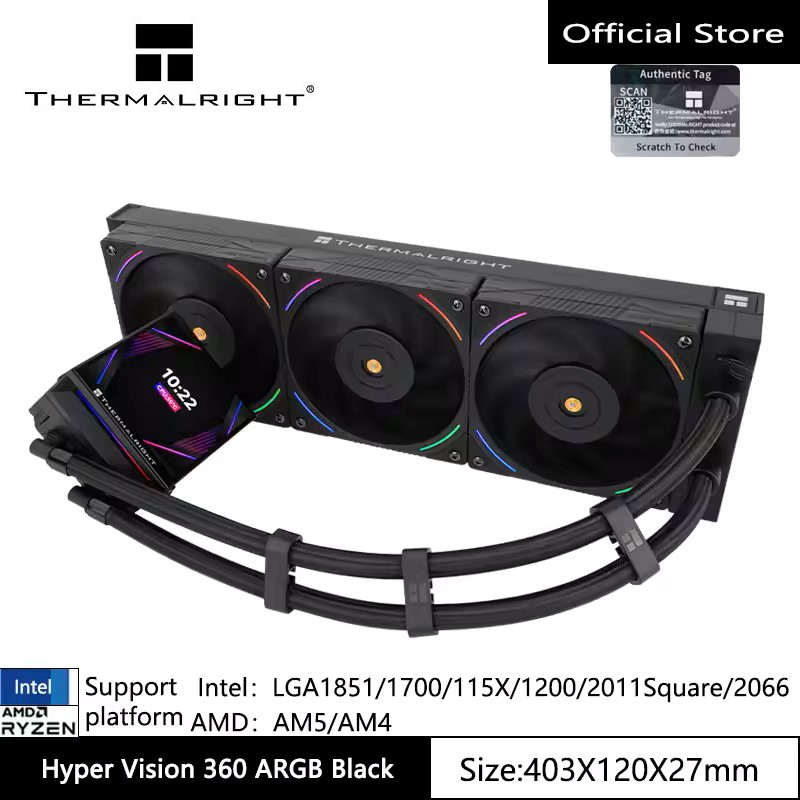 Thermalright Hyper Vision 360 ARGB water cooling radiator 3.95-inch ...