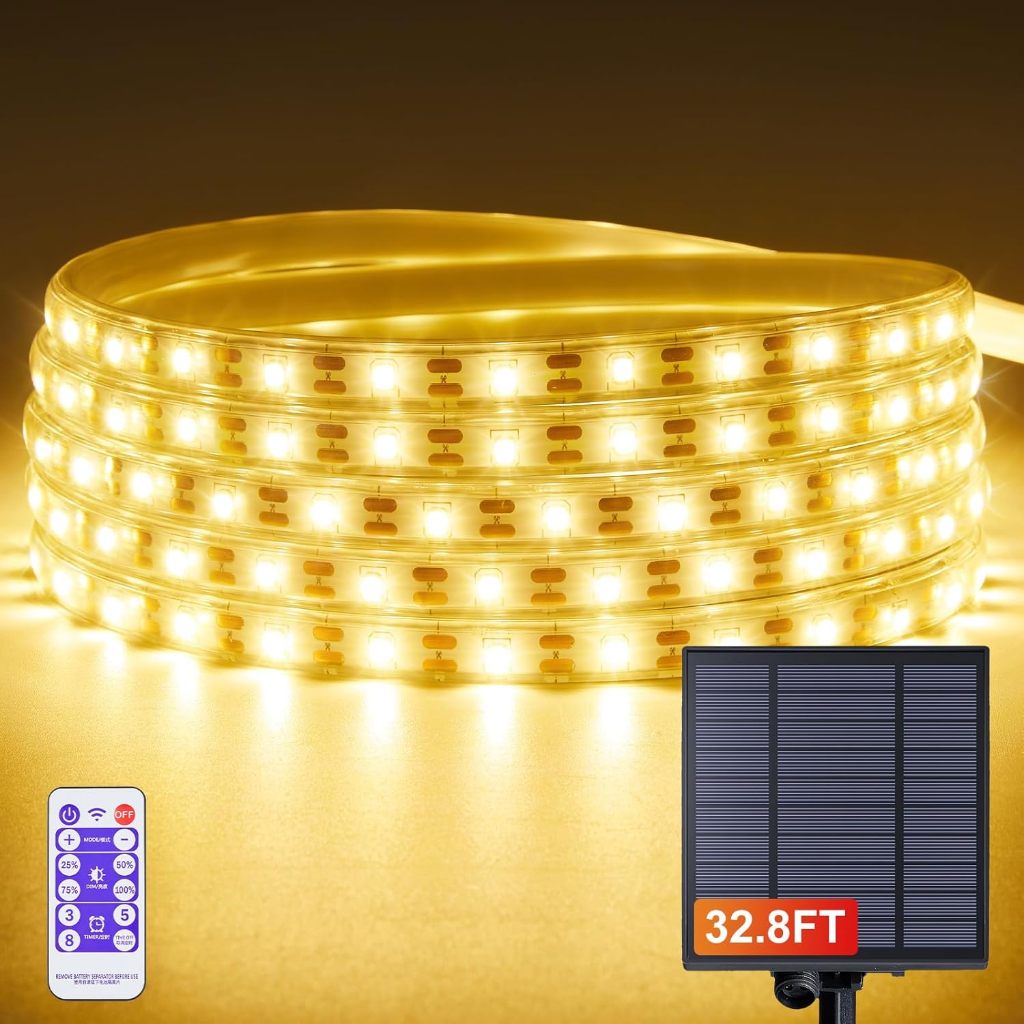 Solar Rope Light Solar LED Strip Lights Outdoor Warm White Solar & USB ...