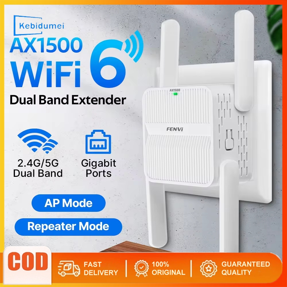 WiFi 6 AX1500 WiFi Repeater Dual Band 2.4G&5GHz 1500Mbps Wireless Wi-Fi ...