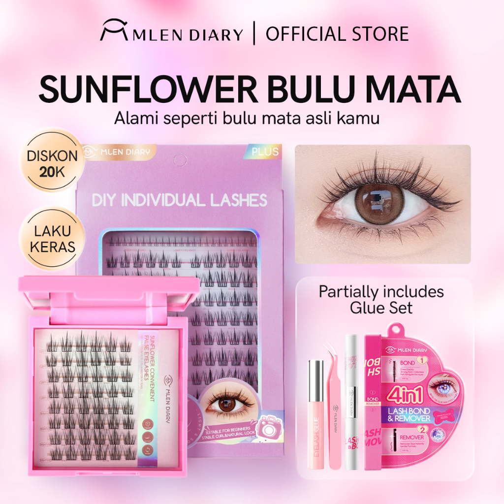 MLEN DIARY Sunflower Eyelashes Set 9-13mm C Curl Natural Style Soft ...