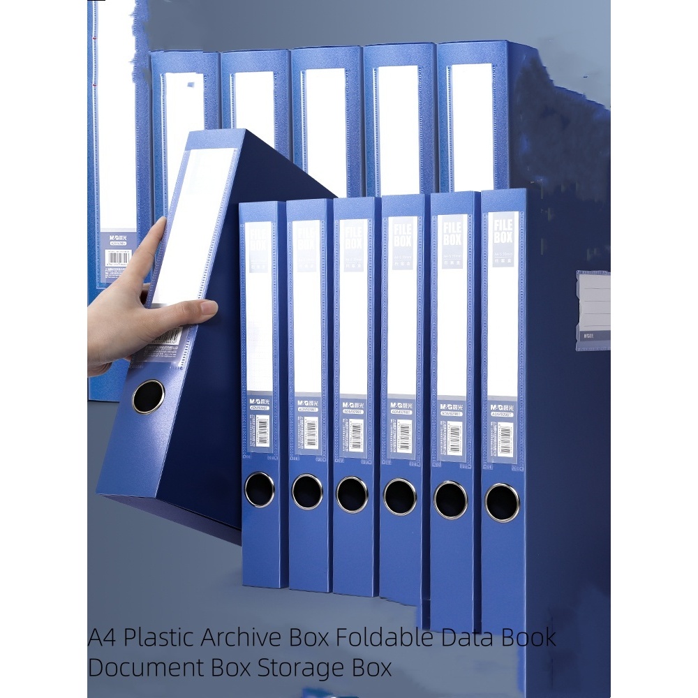 A4 Plastic Archive Box Foldable Data Book File Box Storage Box ...