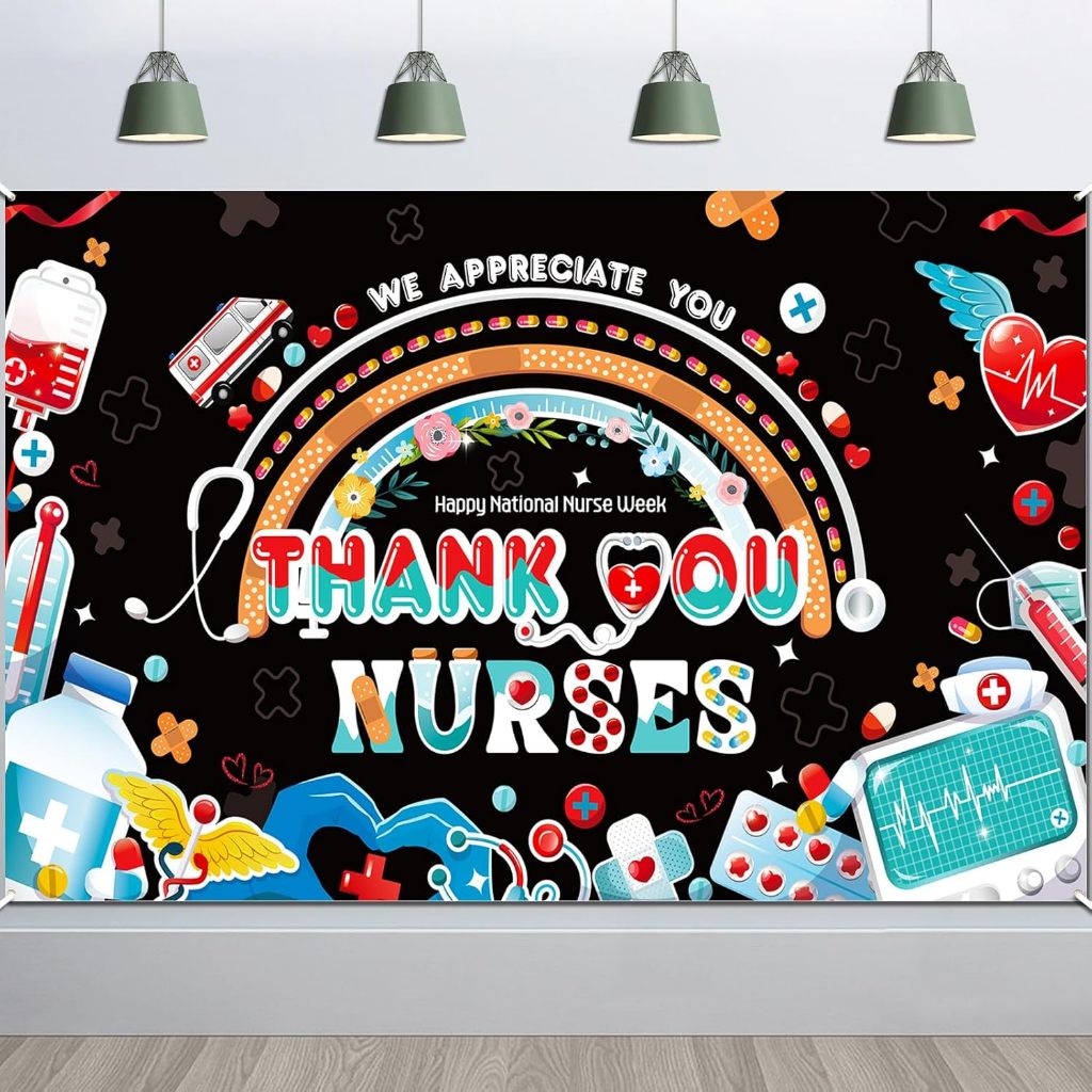 Thank You Nurse Party Decorations Backdrop Banner, Happy National ...