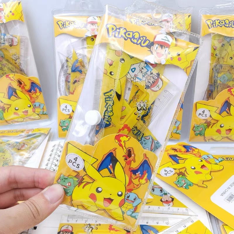 15cm Pikachu Ruler Students' Supplies Set Square Protractor ...