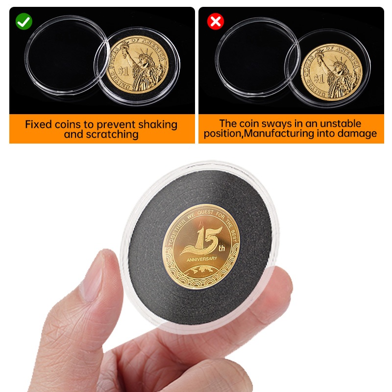 20PCS 20/25/30/35/40mm Plastic Square Coin Holder Capsules Container ...