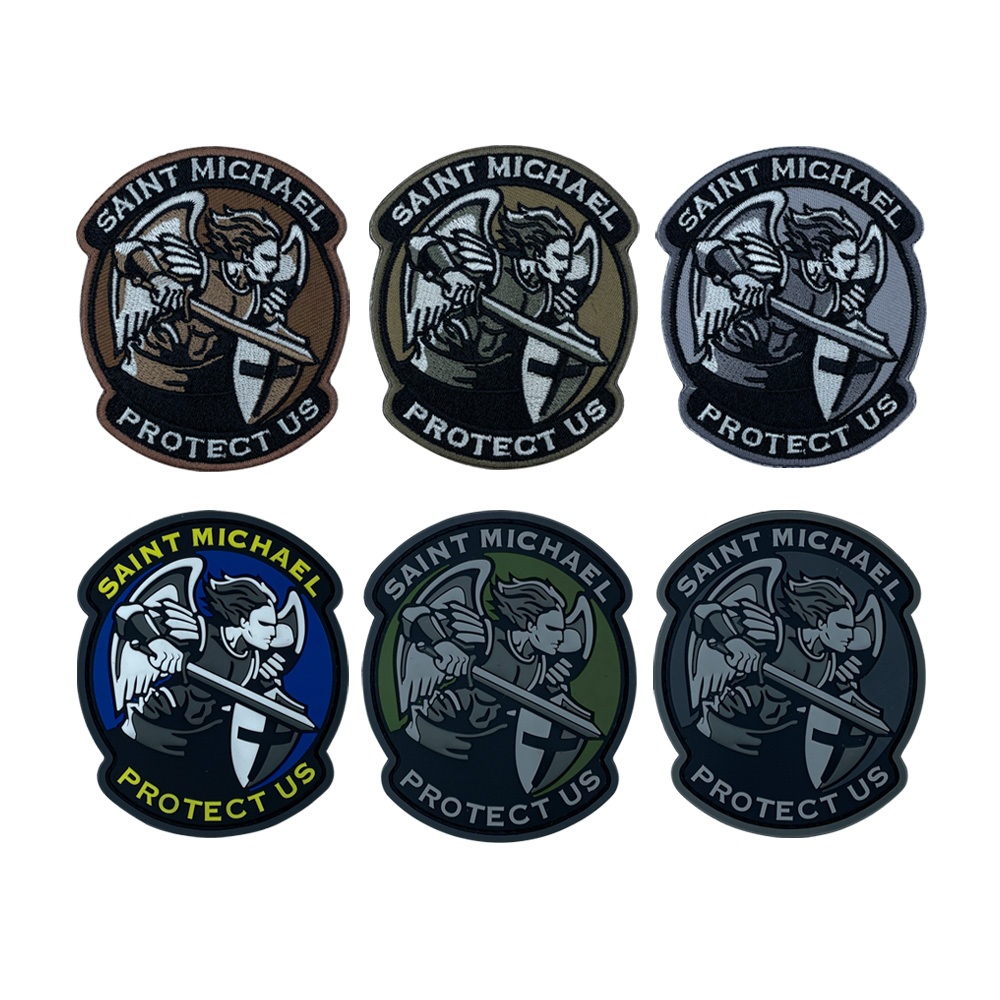 St. Michael Angel Protection American PVC Rubber Tactical Morale Badge ...