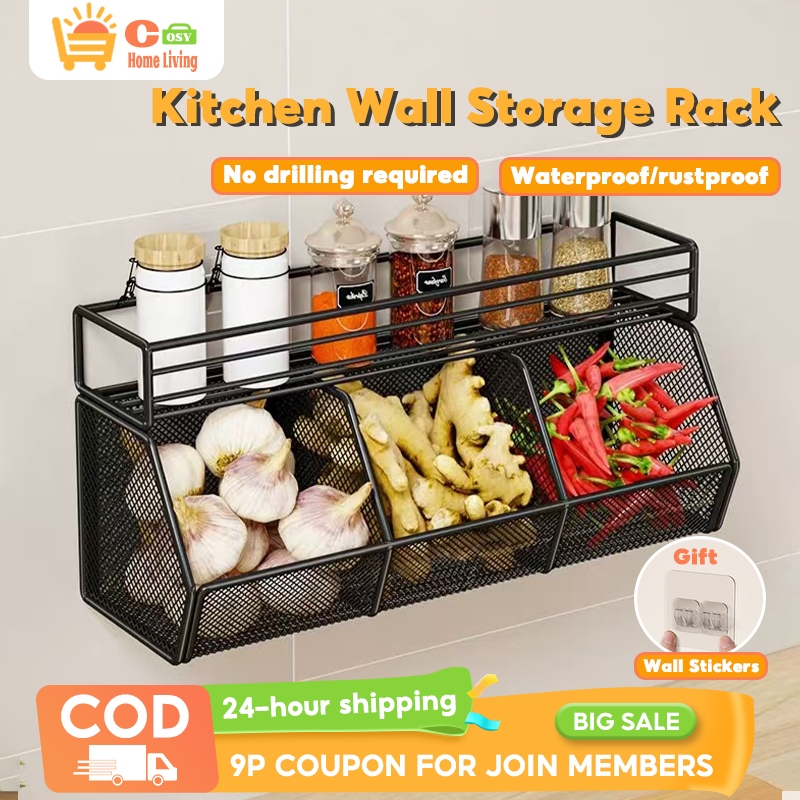 COSY HOMES 2 Layer Upgraded Wall Mounted Condiments Organizer Rack ...