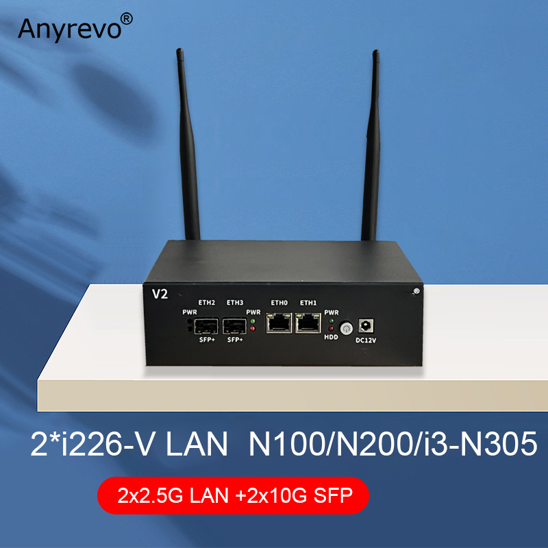 12th Gen Intel i3 N305 N100 N200 Fan Mini PC 2*10G SFP+ 2*i226-V 2.5G ...