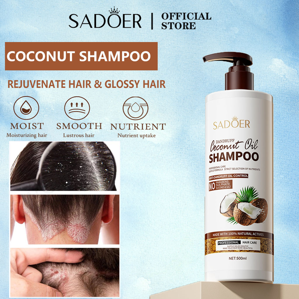 SADOER Coconut Oil Shampoo and Conditioner Set Perfumed Anti Dandruff Shampoo Long-lasting ...