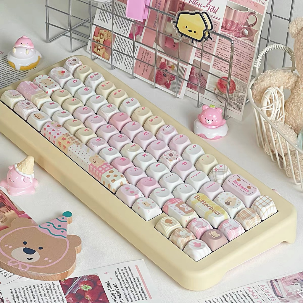 134 Keys Butter Bear Keycaps SOA/Cherry Height PBT Material Keycap Five ...