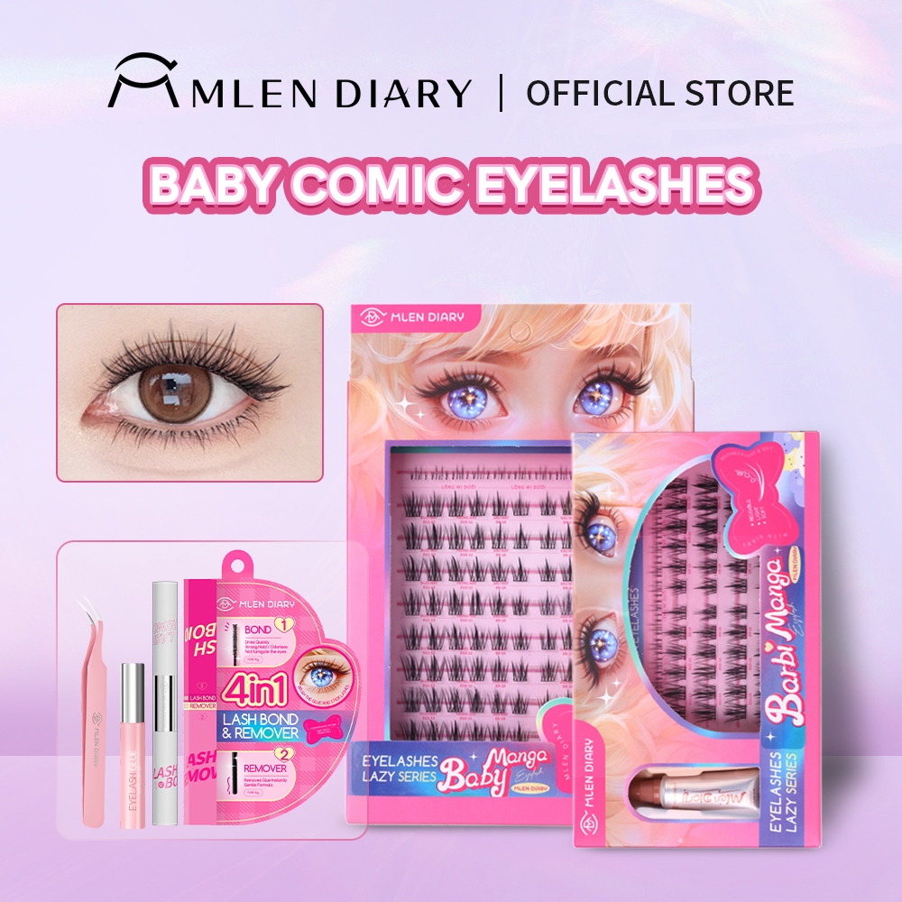 MLEN DIARY Baby Manga 9-13mm Cluster Lashes Eyelash Set Nature Fake ...
