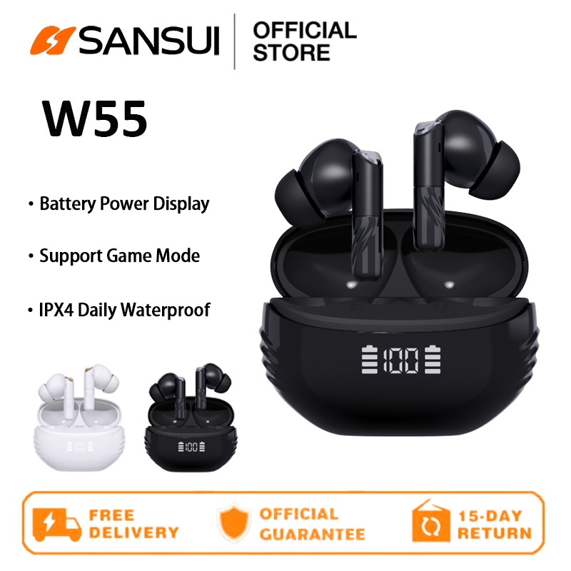 SANSUI W55 TWS Headset Wireless Earphones Bluetooth Headphones Sport ...