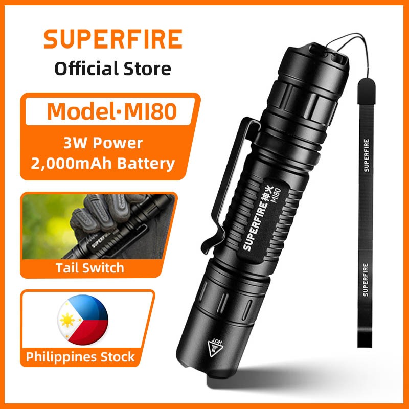 SUPERFIRE MI80 3W Super Bright LED Flashlight Use 18650 Battery Long ...