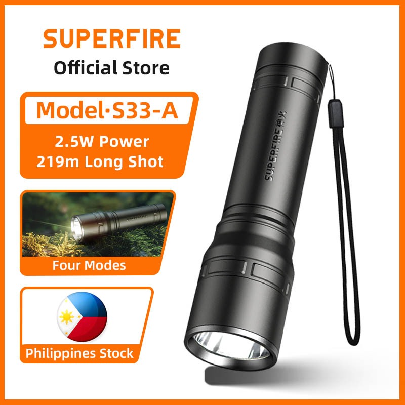 SUPERFIRE S33-A 2.5W Mini Flash Light Super Flashlight LED Bright Camping Light Waterproof Built ...