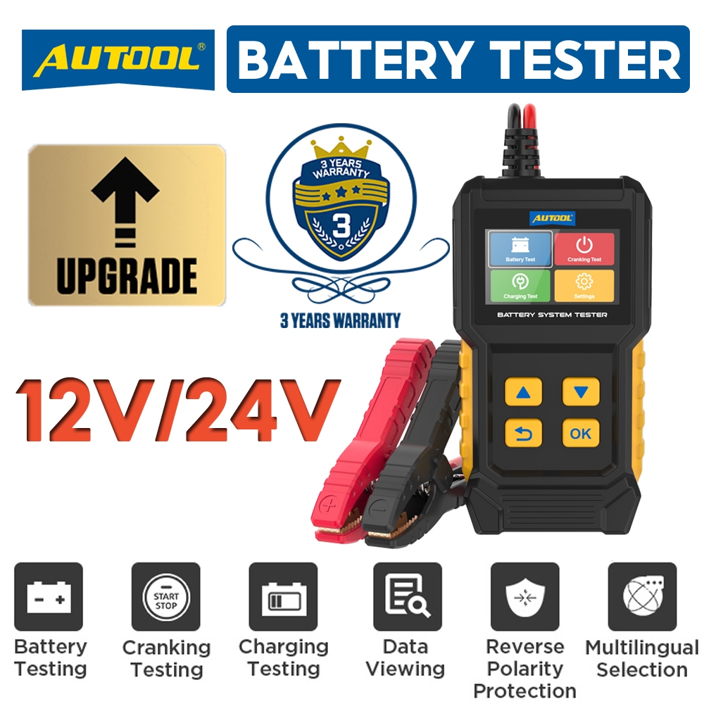 【Local Stock】 AUTOOL BT360 12V 24V Battery Tester With Charging Test ...