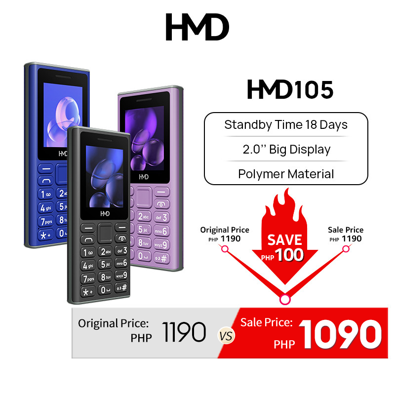 HMD 105 Basic Keypad Phone 2.0'' Display Dual Sim 18 Days Long Standby 1 Year Warranty | Shopee ...