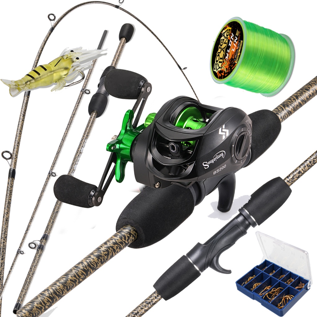 Sougayilang 1.8m Baitcasting Fishing Rod with 7.2:1 Gear Ratio Fishing ...