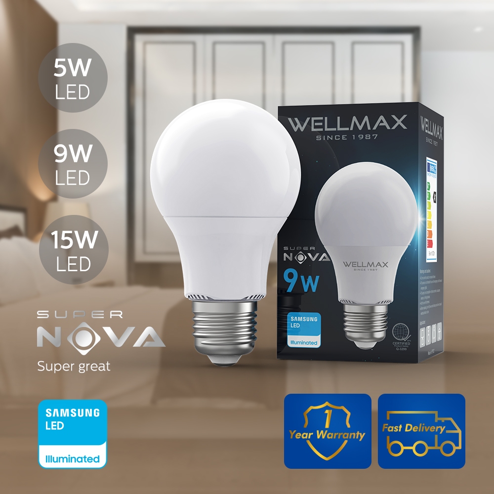 WELLMAX Light Bulb Adopt SAMSUNG LED Chip 5W 9W 15W | Shopee Philippines
