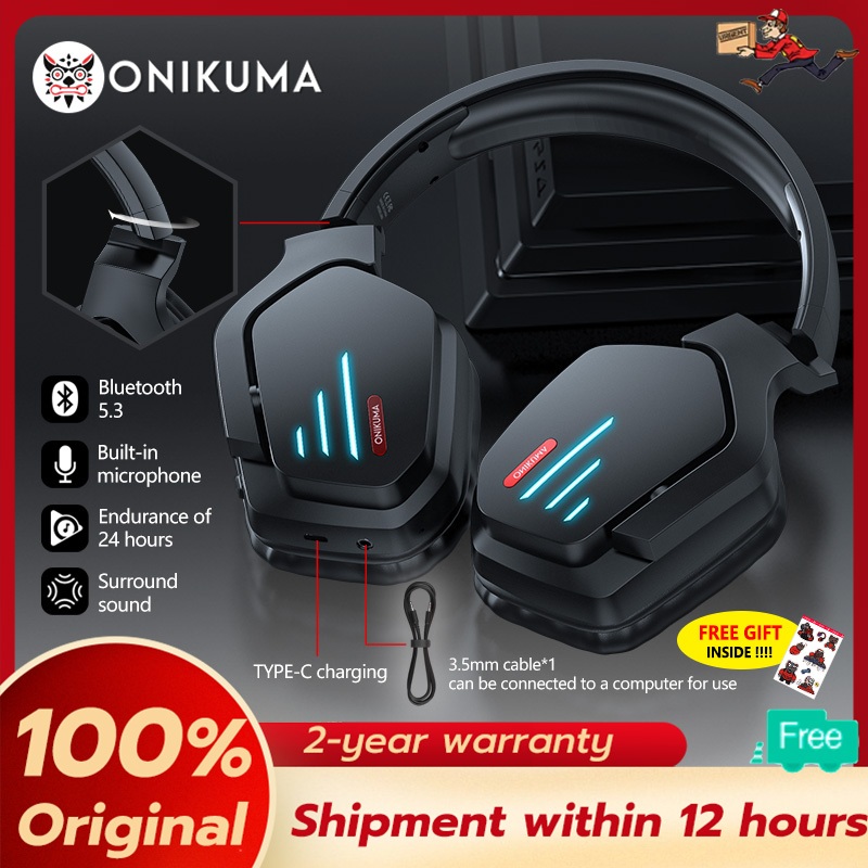 ONIKUMA B60 Gaming Headset Wireless Gaming Earphones RGB 40mm Speaker ...