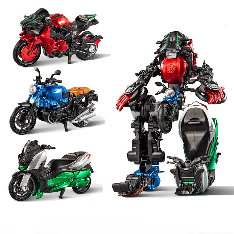 Transforming motorcycle robot alloy version car model children's toy ...