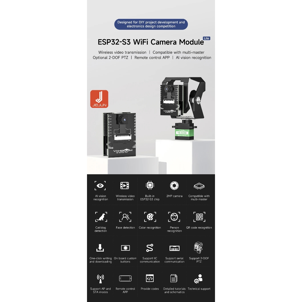 ESP32-S3 Visual identification module WiFi image transmission AI camera ...