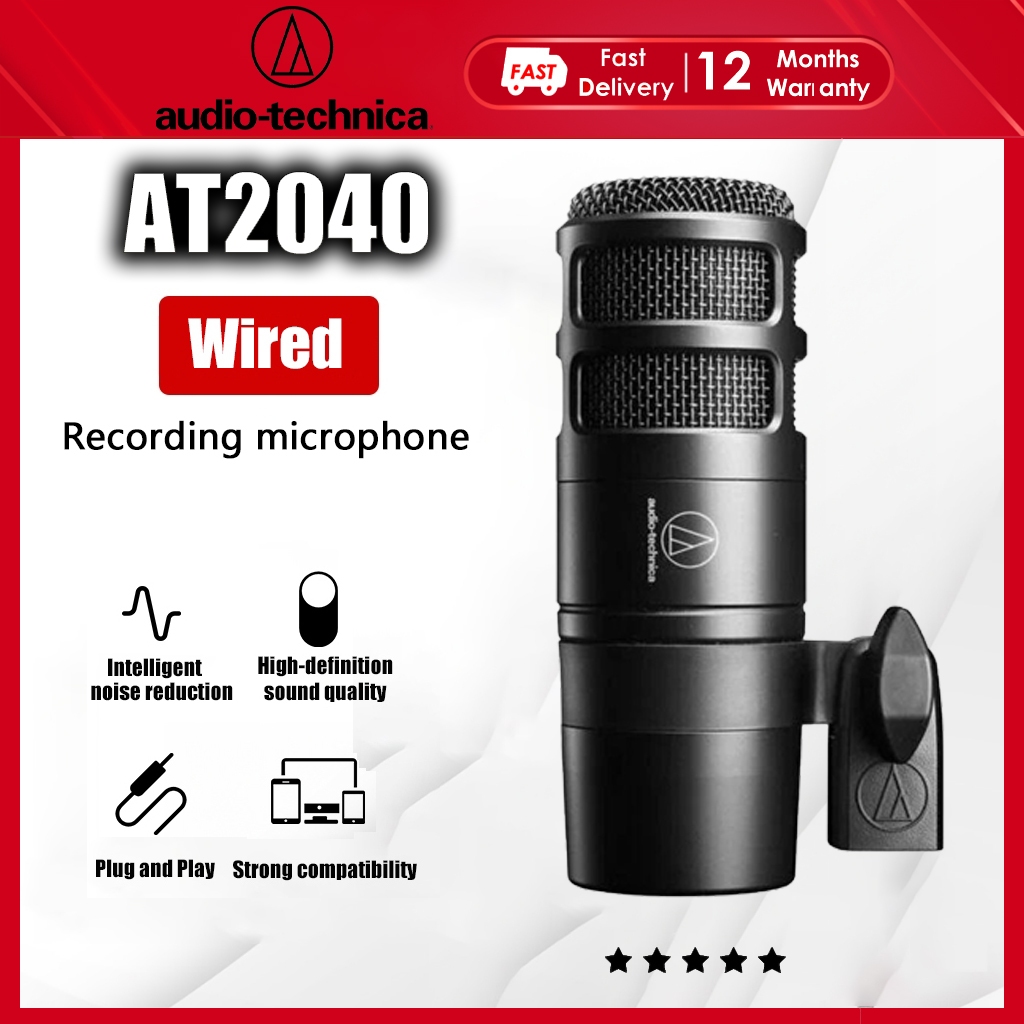 Audio Technica AT2040 Supercardioid Dynamic Podcast Microphone, XLR ...