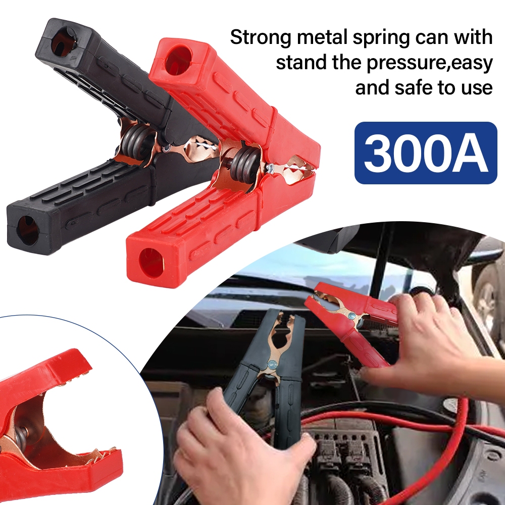 2pcs 300A Crocodile Alligator Clips Car Battery Insulated Clip Clamp ...