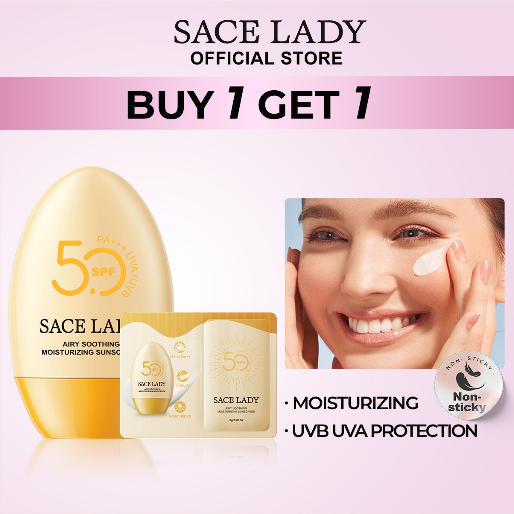 【BUY 1 GET 1】SACE LADY Sunscreen SPF 50 PA+++ UV Sun Protection For All ...