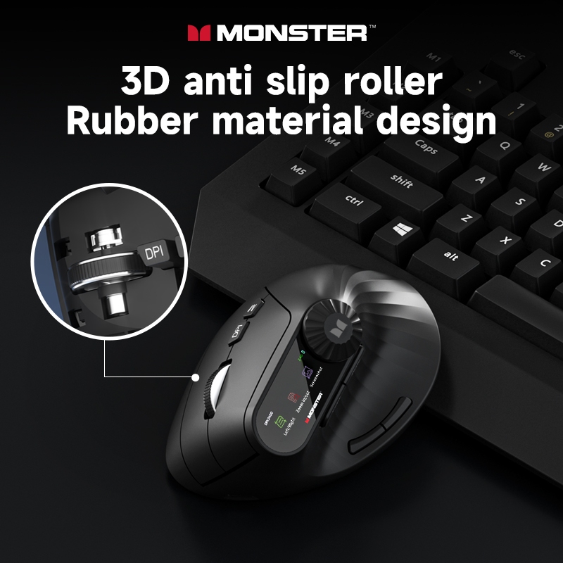 Monster M2 MAX Wireless Mouse Rechargeable Ergonomic Vertical Mouse LED ...