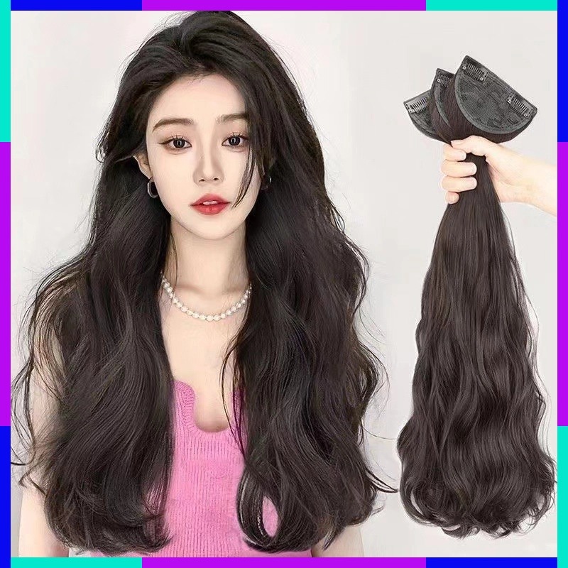 3PCS Hair Extensions Water Ripple Human Hair Clip Wig Piece Hair Wig ...