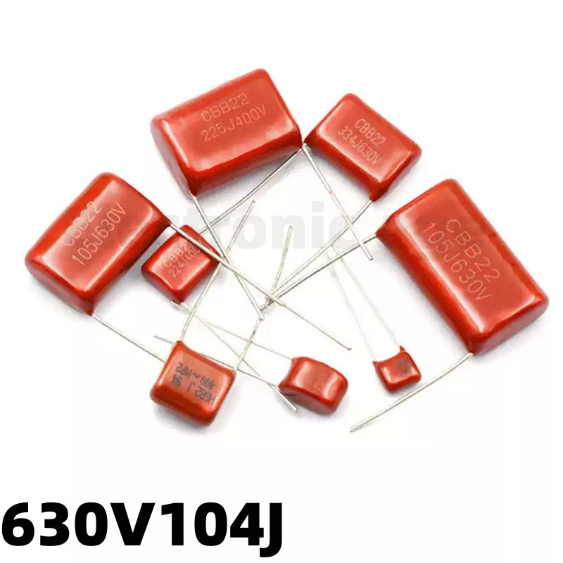 500Pcs CBB capacitor Film capacitor 630V 104J 0.1UF Pin torque 15MM ...