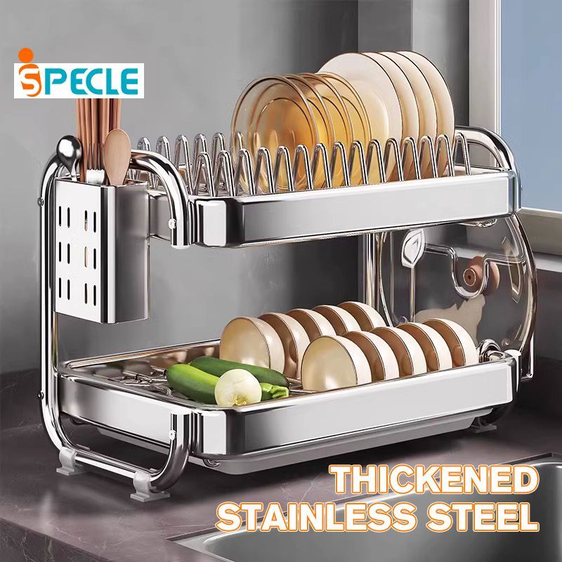 iSPECLE 2/3 Layers Stainless Steel 304 Dish Rack Dish Drainer Rack ...